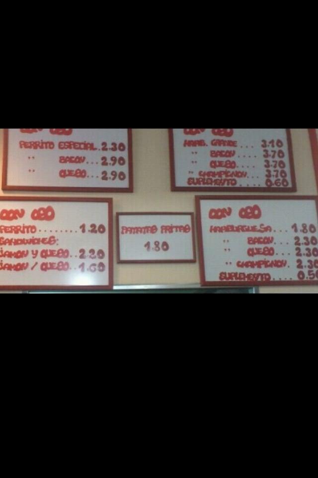 Carta del restaurante Hamburguesería Don Oso, Madrid, Calle Donoso ...