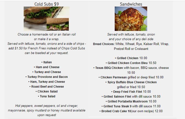 Menu at Lisa's Cafe, Palmyra