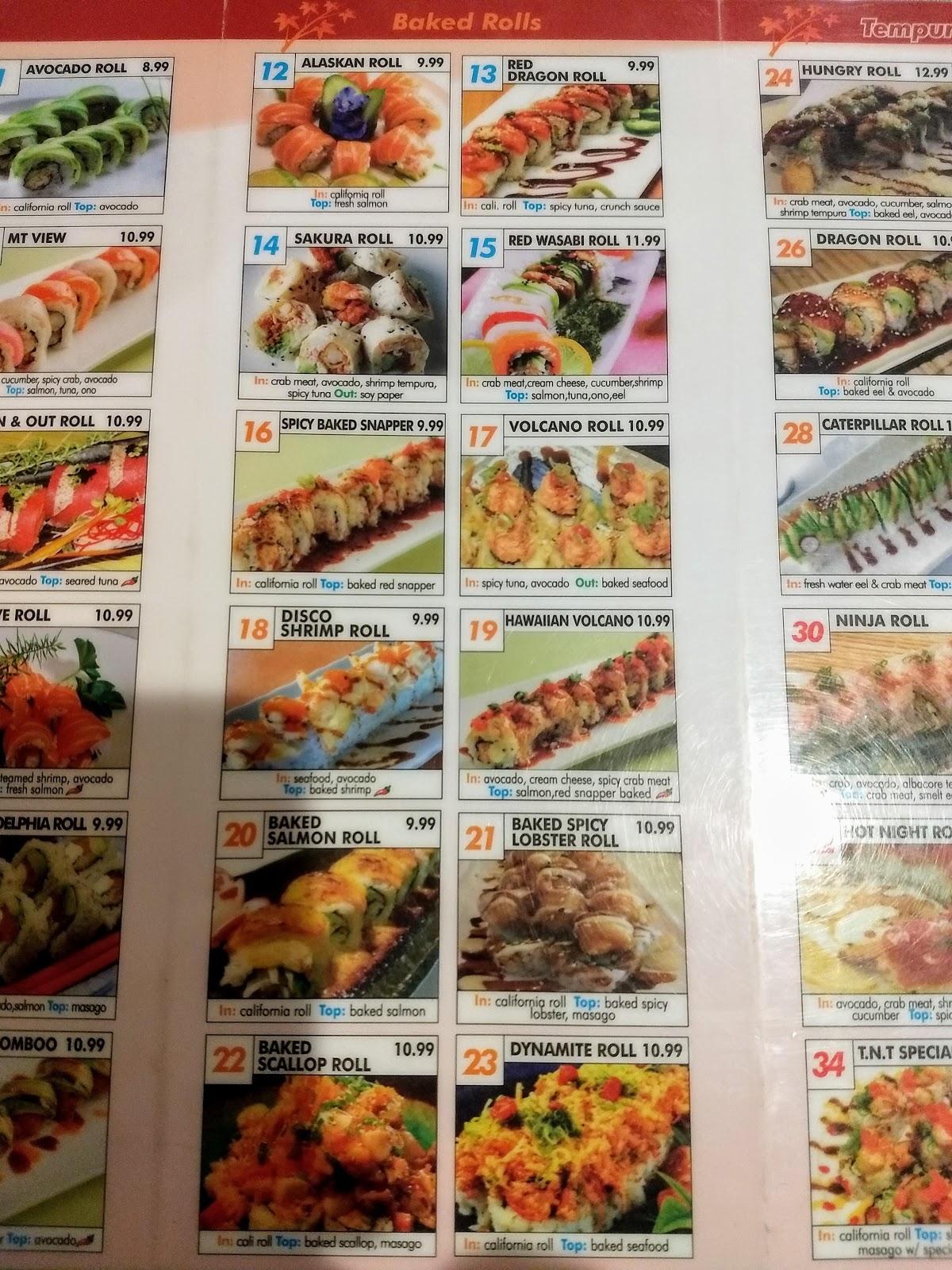 Menu at Red Wasabi restaurant, Loma Linda