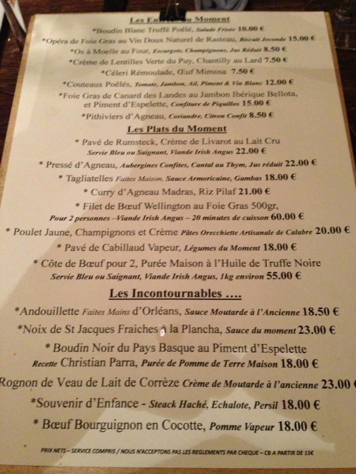 Menu at Anne restaurant, Paris, 17 RUE DES LAVANDIERES SAINTE OPPORTUNE