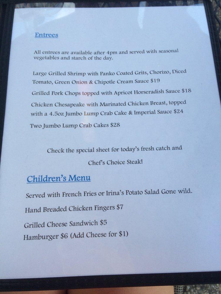 Menu at Cafe Mirage, Ocean City