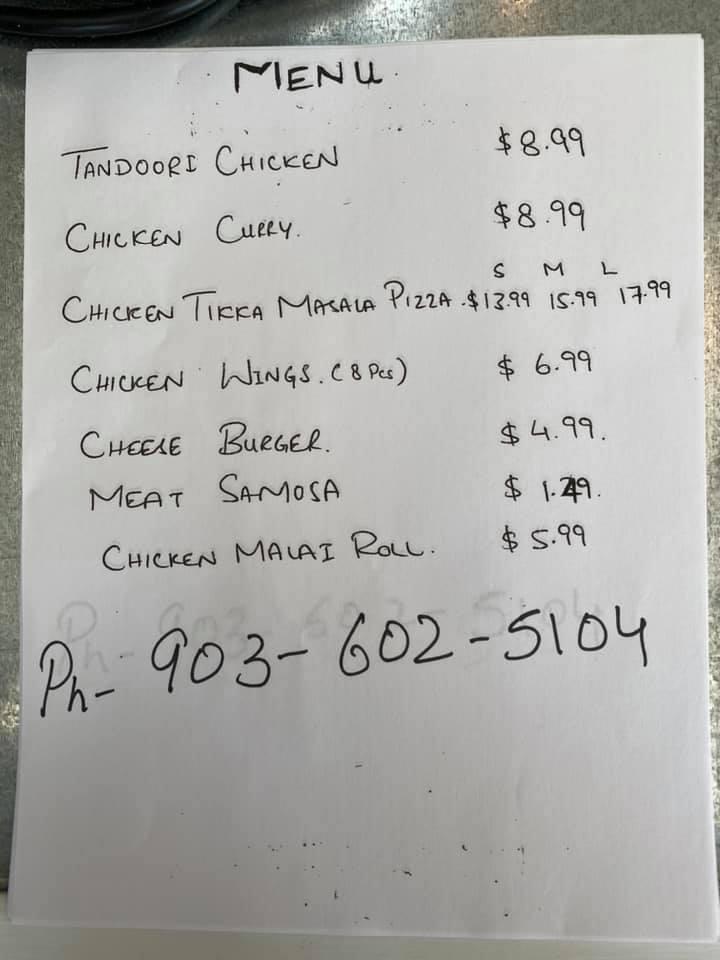Menu at Food Belly pizzeria, Corsicana