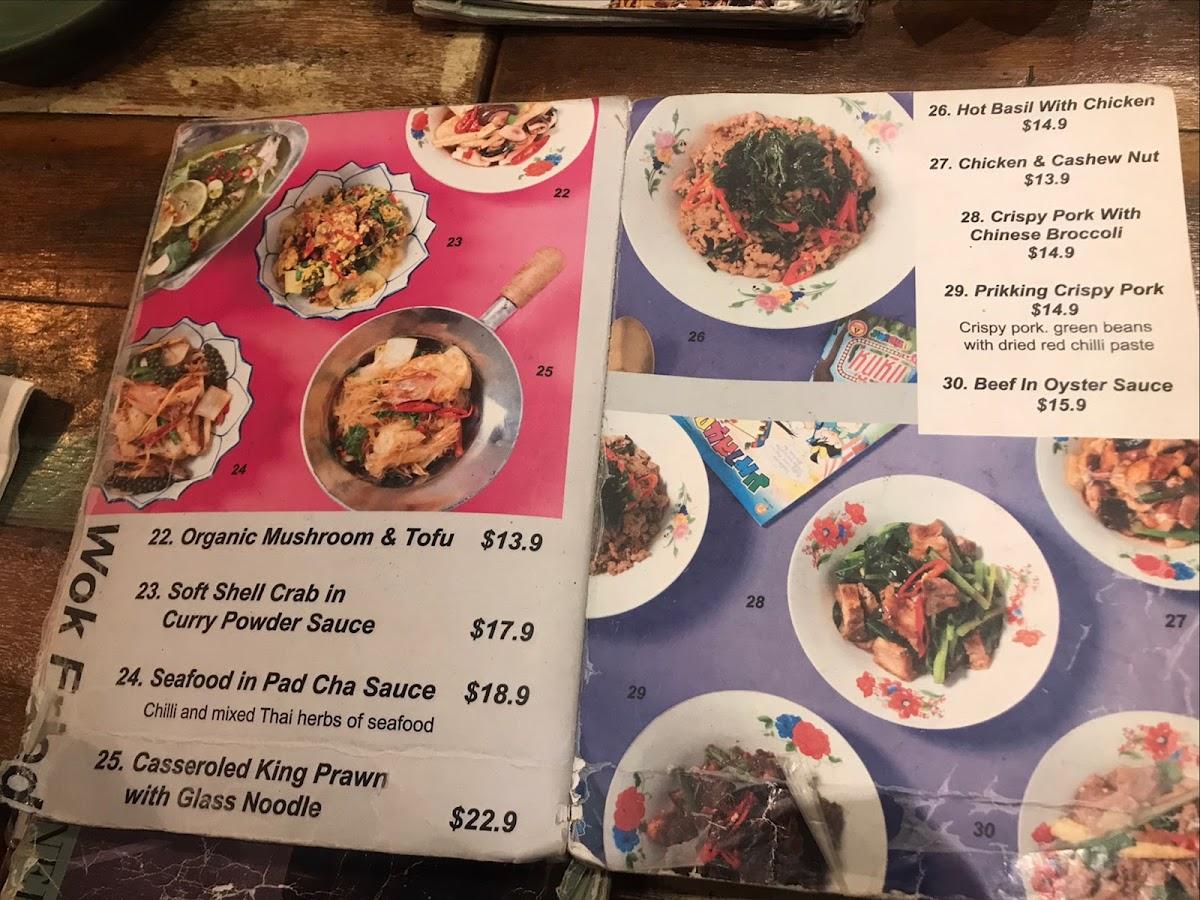 Menu at Isan Soul restaurant, Melbourne