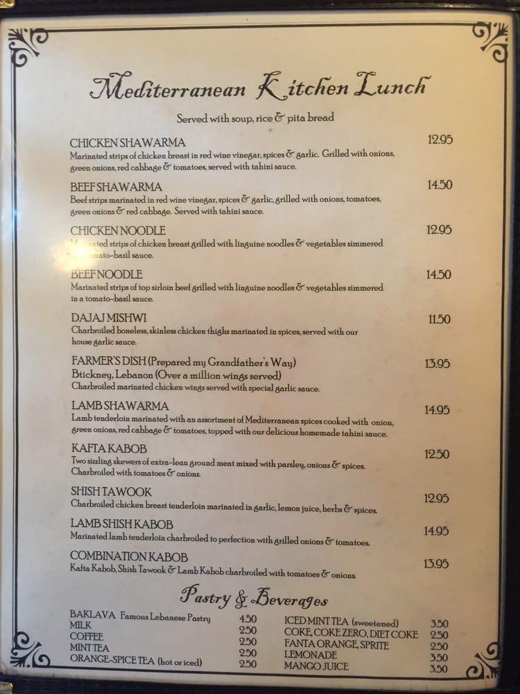 Menu at Mediterranean Kitchen restaurant, Bellevue, 103 Bellevue Way NE ...