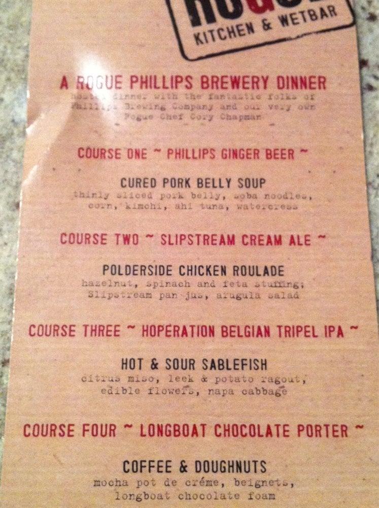 Menu at Rogue Kitchen & Wetbar, Vancouver, 601 W Cordova St