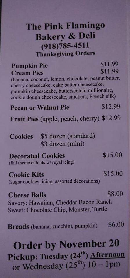 Menu at The Pink Flamingo restaurant, Adair, 430 W Main St