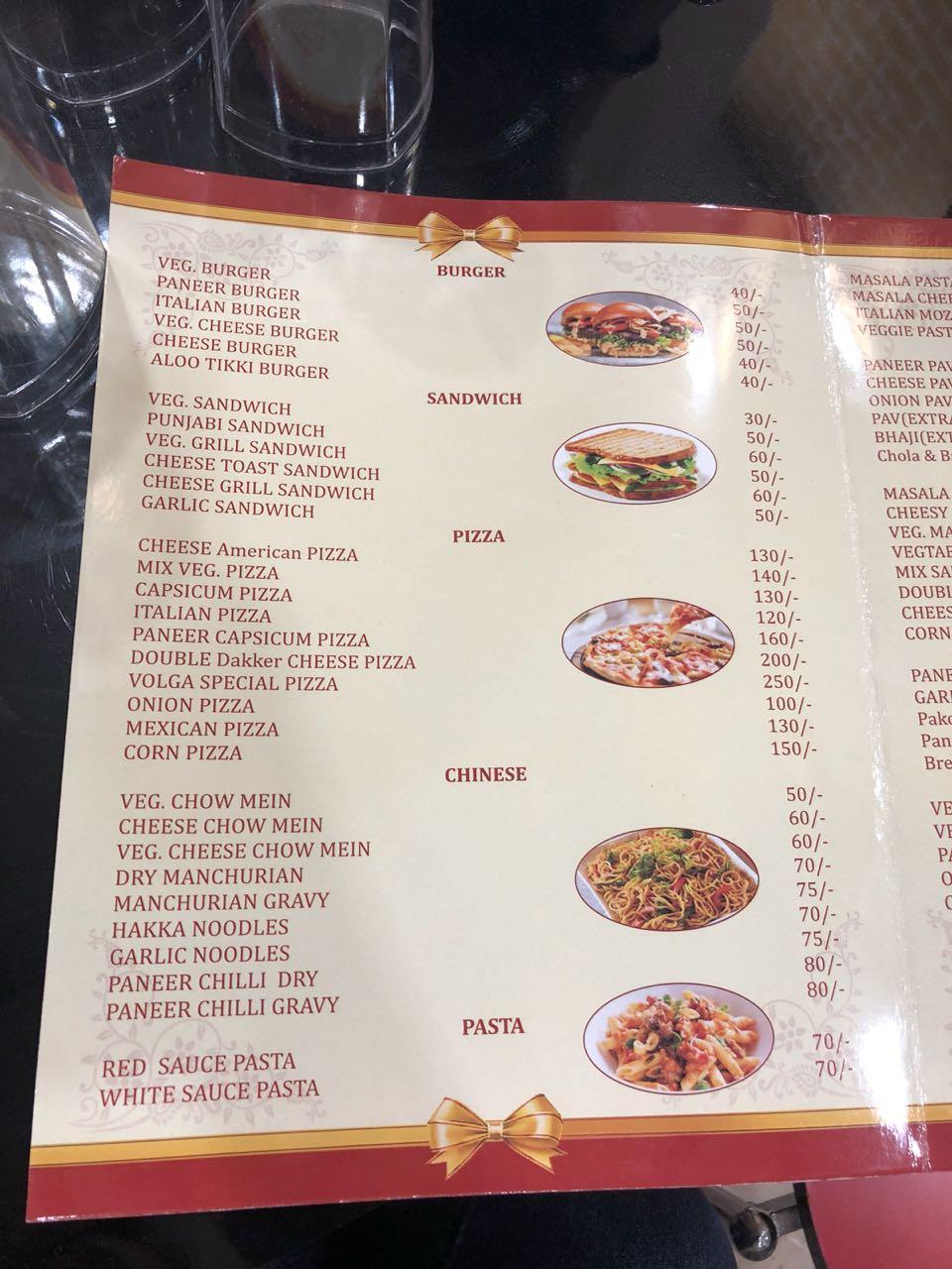 Menu at cafe&bakery volga, India
