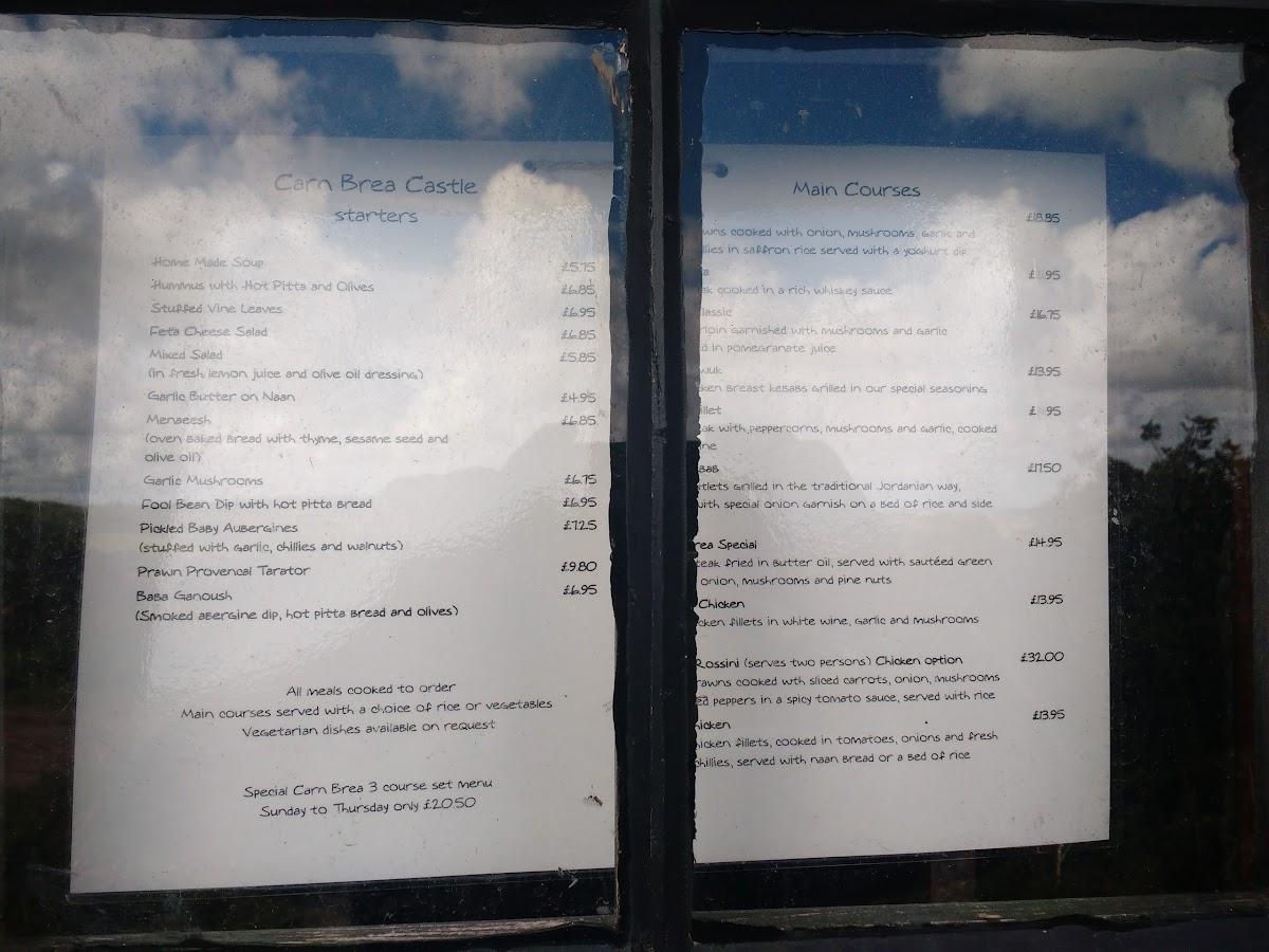 Carta de Carn Brea Castle Restaurant, Redruth