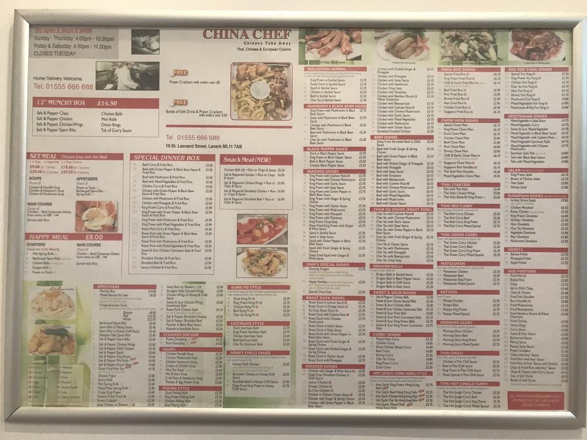 Menu at China Chef fast food, Lanark