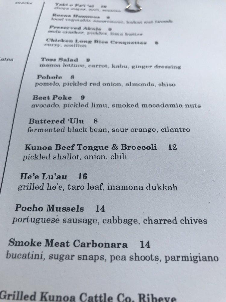 Menu at Mud Hen Water pub & bar, Honolulu, Waialae Ave