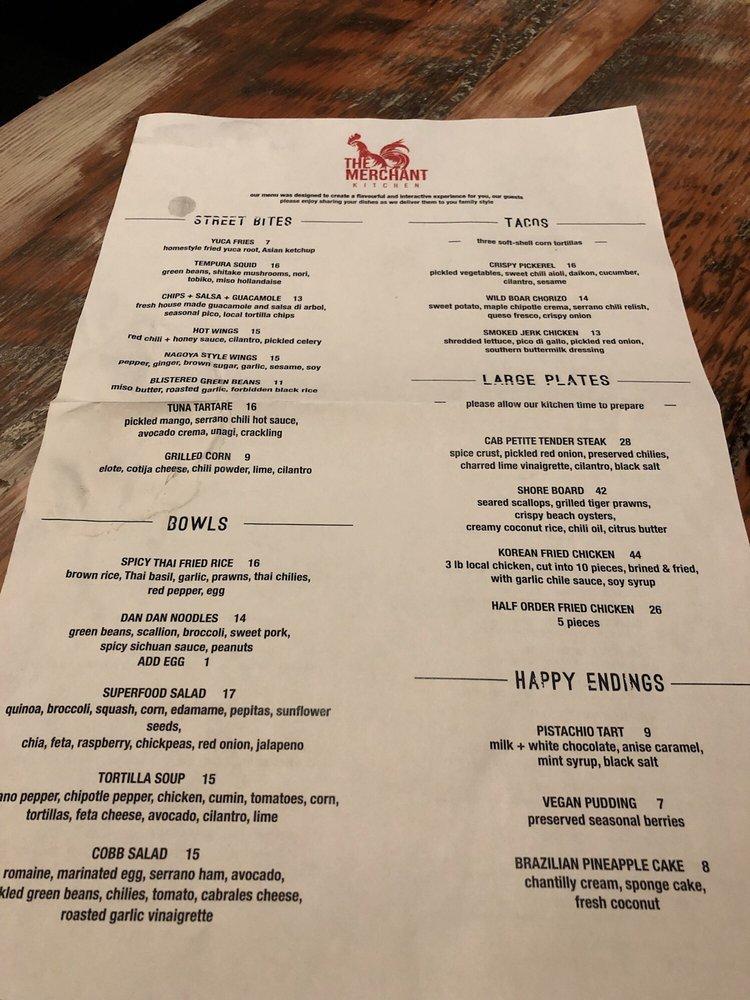 Menu at The Merchant Kitchen pub & bar, Winnipeg