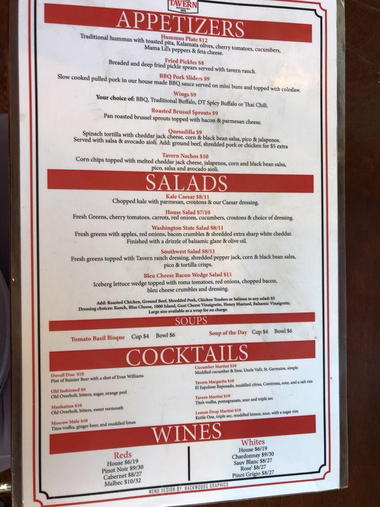 Menu at Duvall Tavern pub & bar, Duvall, Main St NE