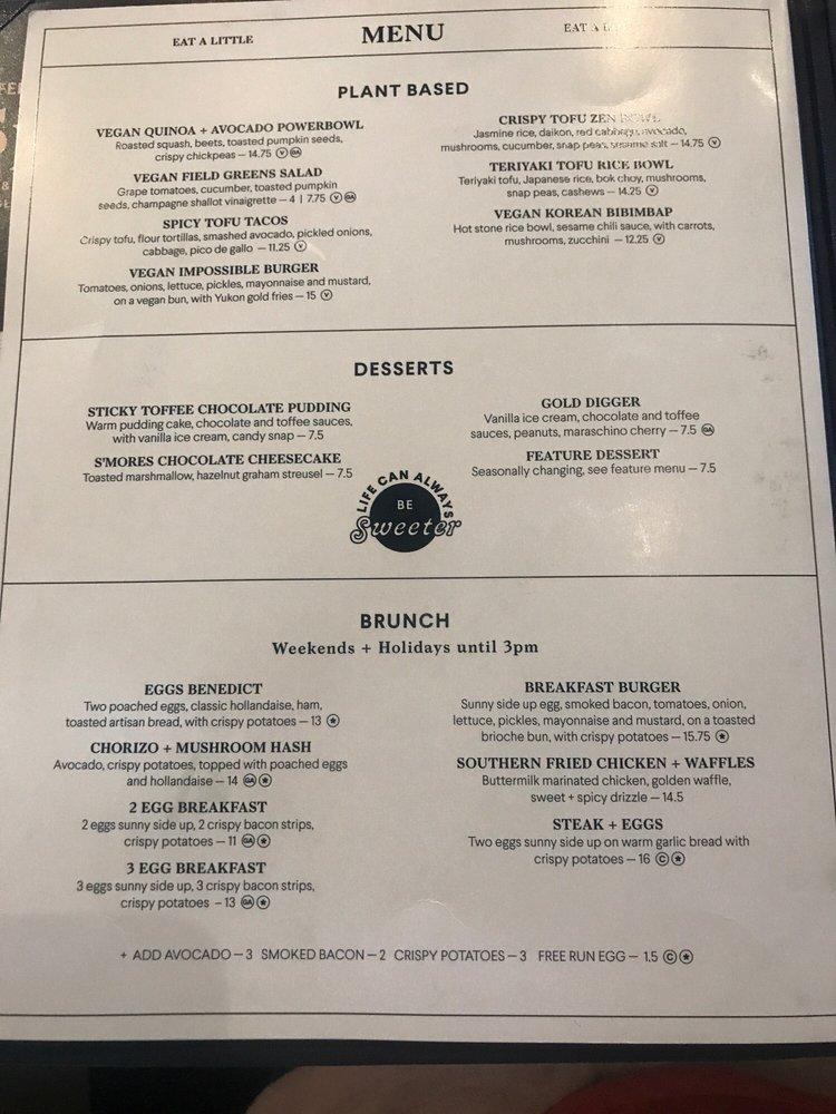 Menu at Earls Kitchen + Bar, Lone Tree, Park Meadows Center Dr