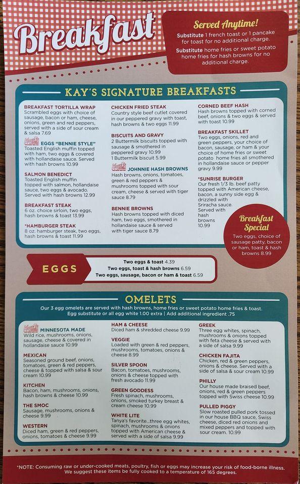 Menu at Kay's Kitchen restaurant, Saint Joseph