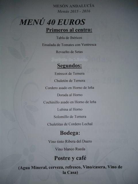 Menu at Mesón Andalucía pub & bar, Valdemoro