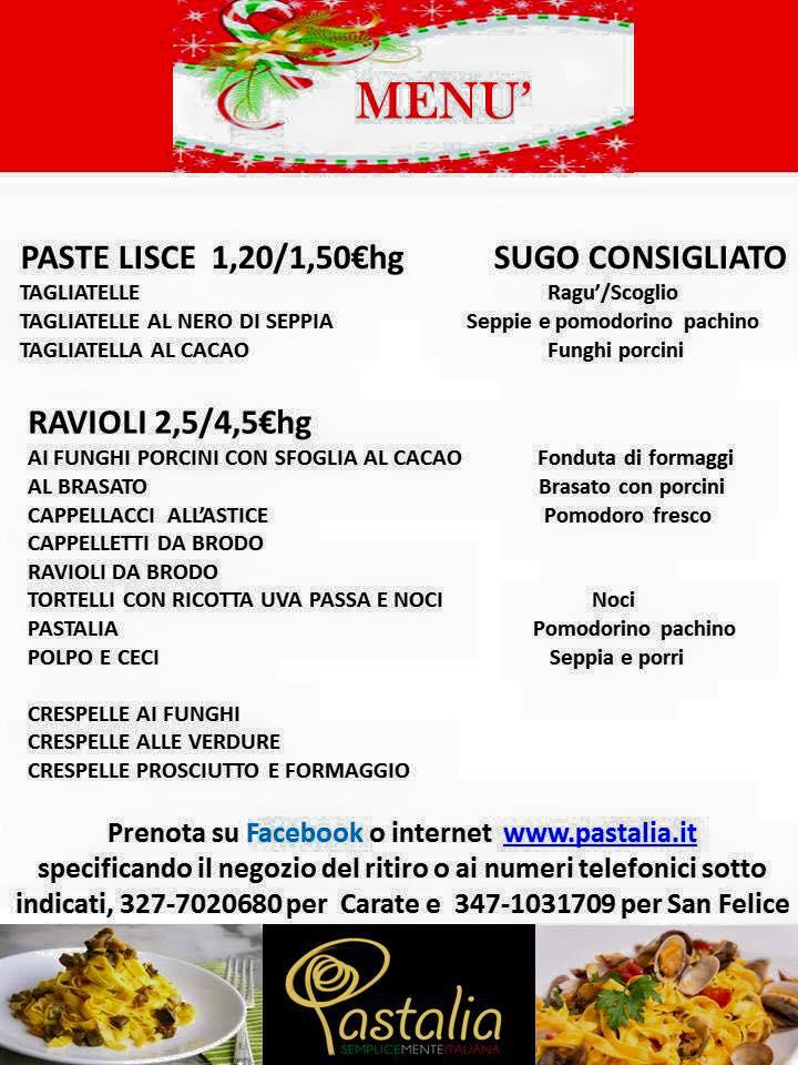 Menu at Pastalia restaurant, Segrate