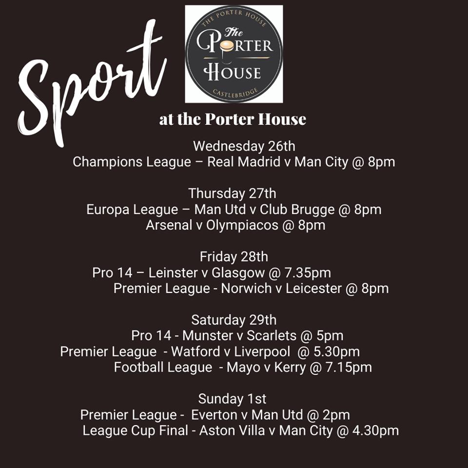 Menu at The Porter House pub & bar, Castlebridge, Rectory Hall