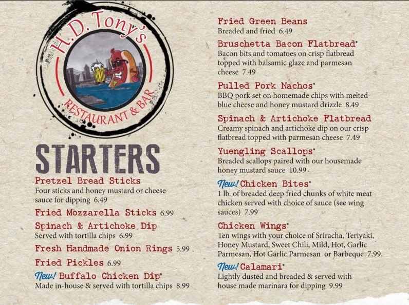 Menu at TONY'S pub & bar, Sandusky