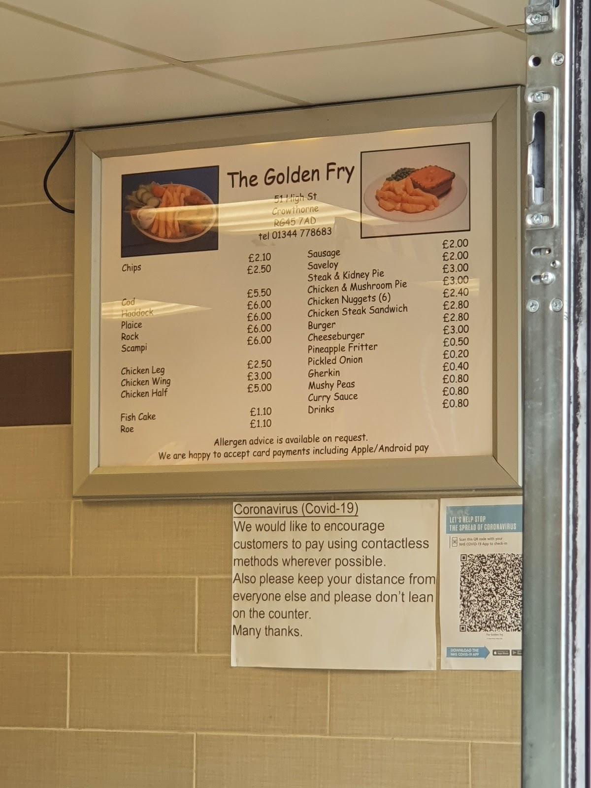 Menu at Golden Fry fast food, Crowthorne, 51 High St