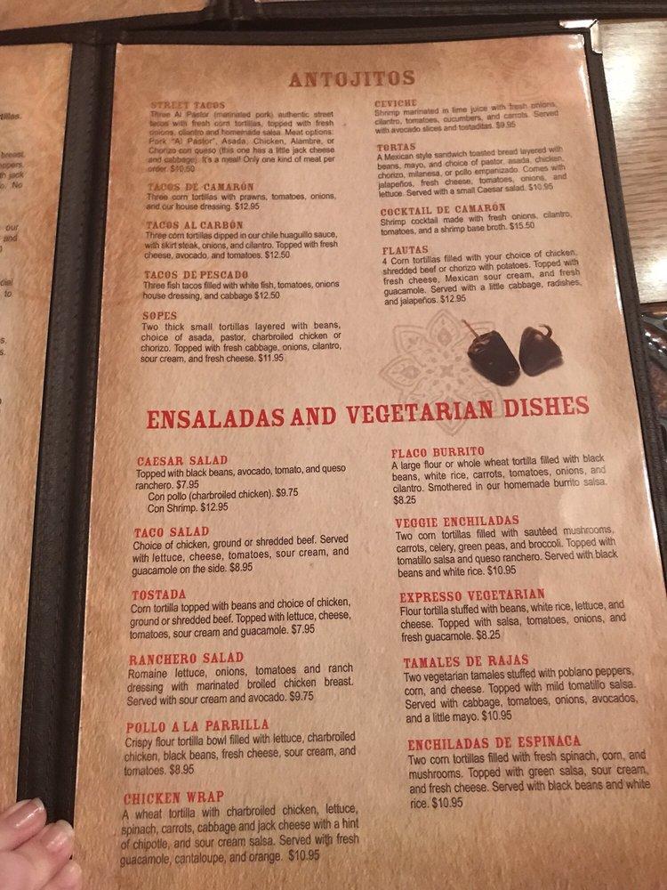 Menu at Mi Tierra restaurant, Woodinville