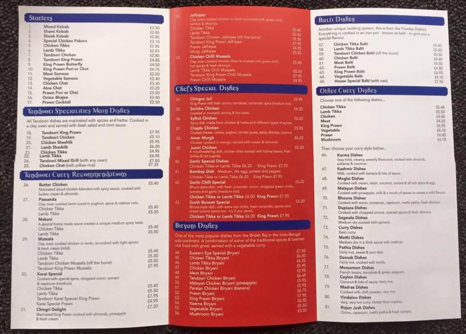 Menu at Naz Eastern Eye fast food, Oswestry