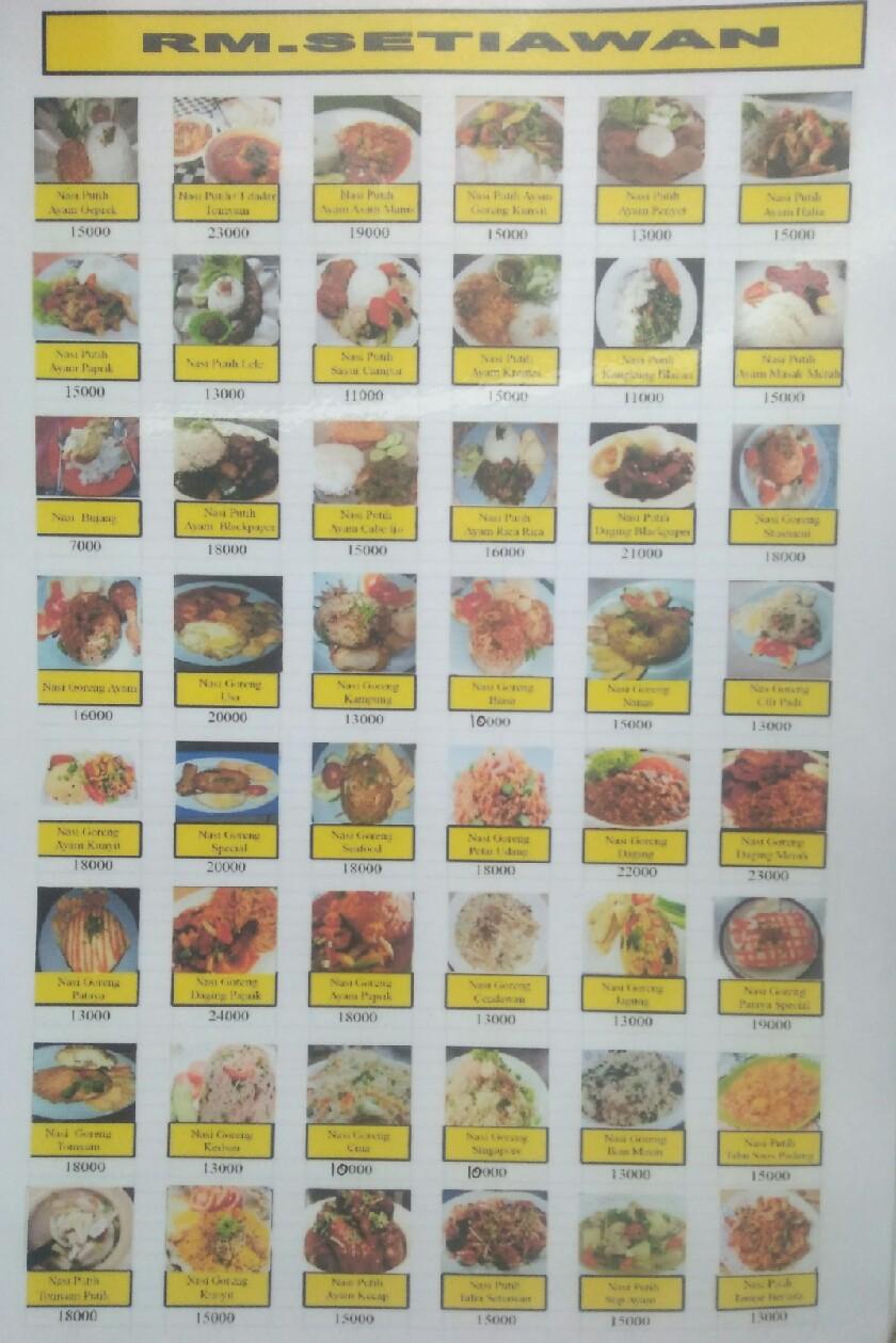 Menu at RM. SETIAWAN restaurant, Medan