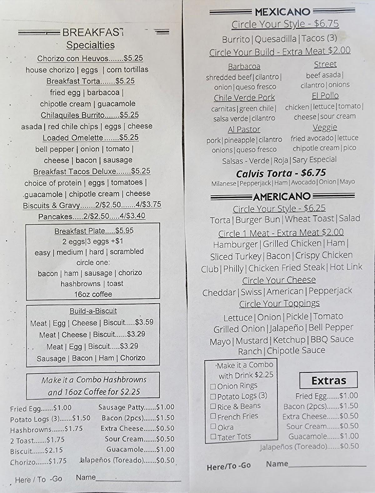 Menu at Total Express, Oklahoma City, N Rockwell Ave