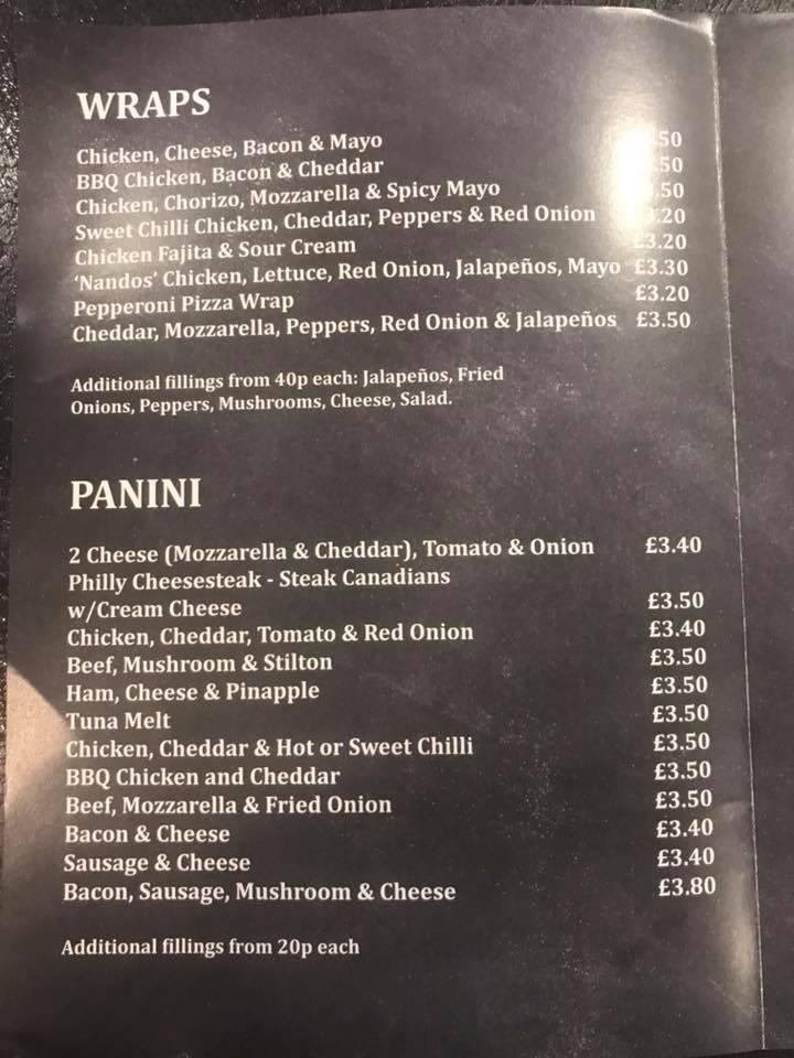 Menu at Wudz Sandwich Bar, Fleetwood