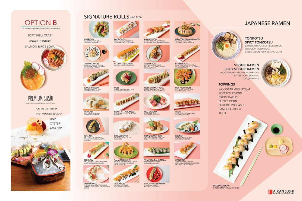 Menu at Aikan Sushi & Ramen restaurant, Artesia