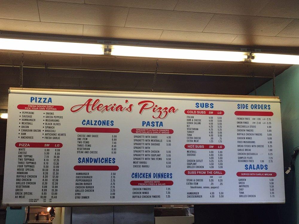 Menu at Alexia's Pizza pizzeria, Belfast