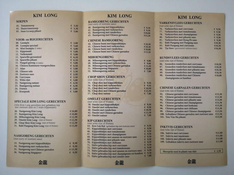 Menu at Kim Long, Zele