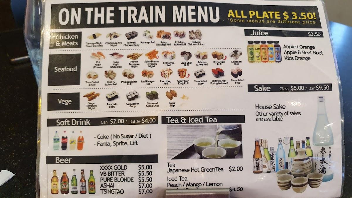 Menu at Sushi raft restaurant, Trinity Beach