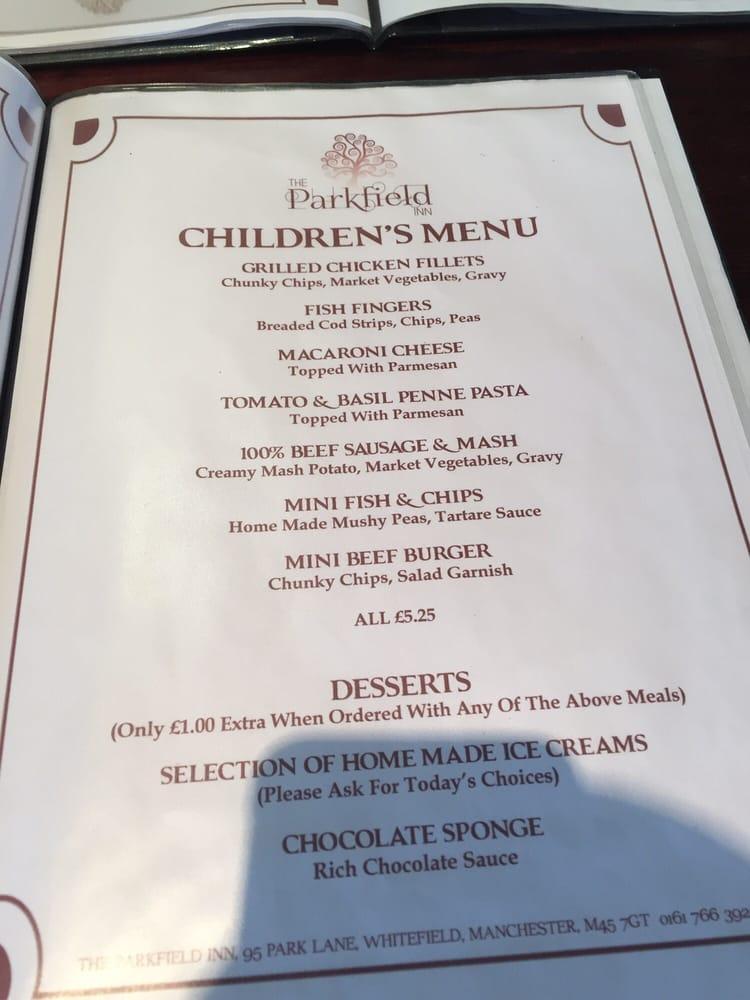 Menu at The Parkfield Inn pub & bar, Whitefield