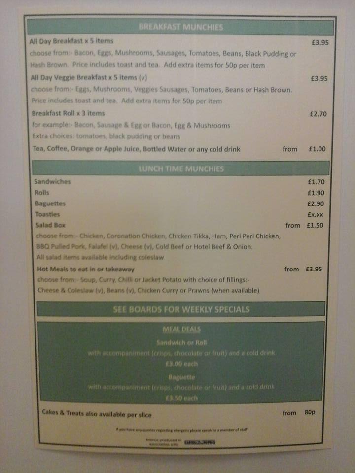 Menu at The munch box restaurant, Cwmllynfell