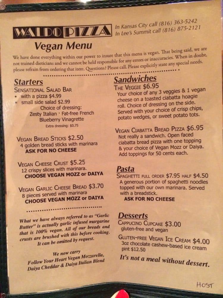 Menu at Waldo Pizza pub & bar, Kansas City, Broadway St