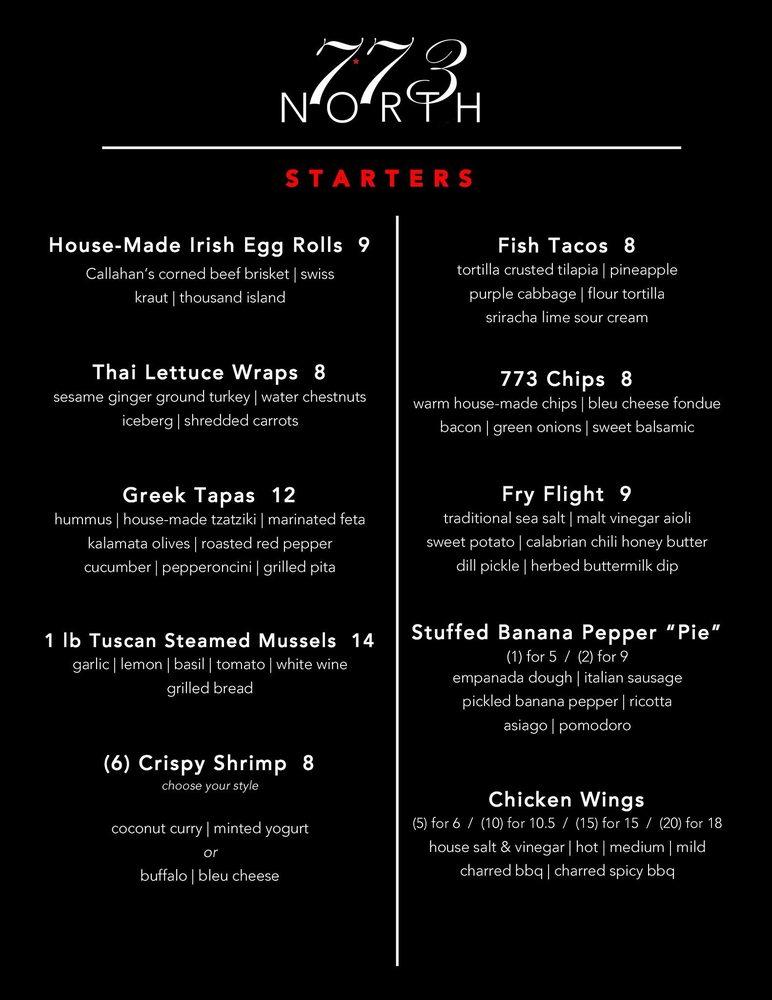 Menu at 773 North pub & bar, Grand Island