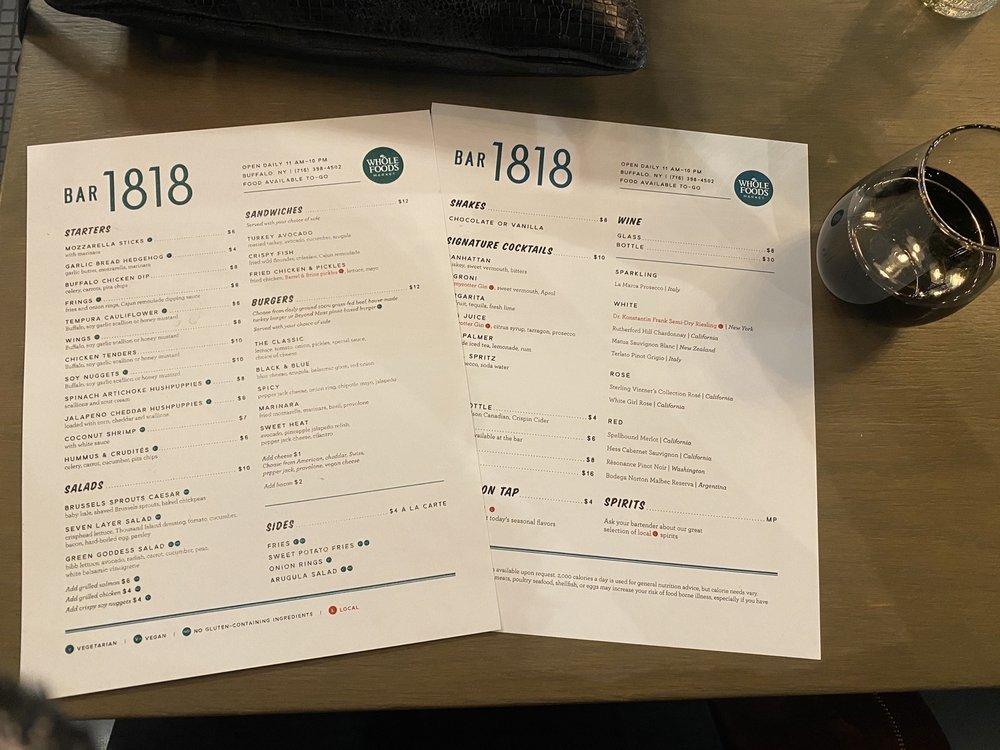 Menu at Bar 1818, Amherst