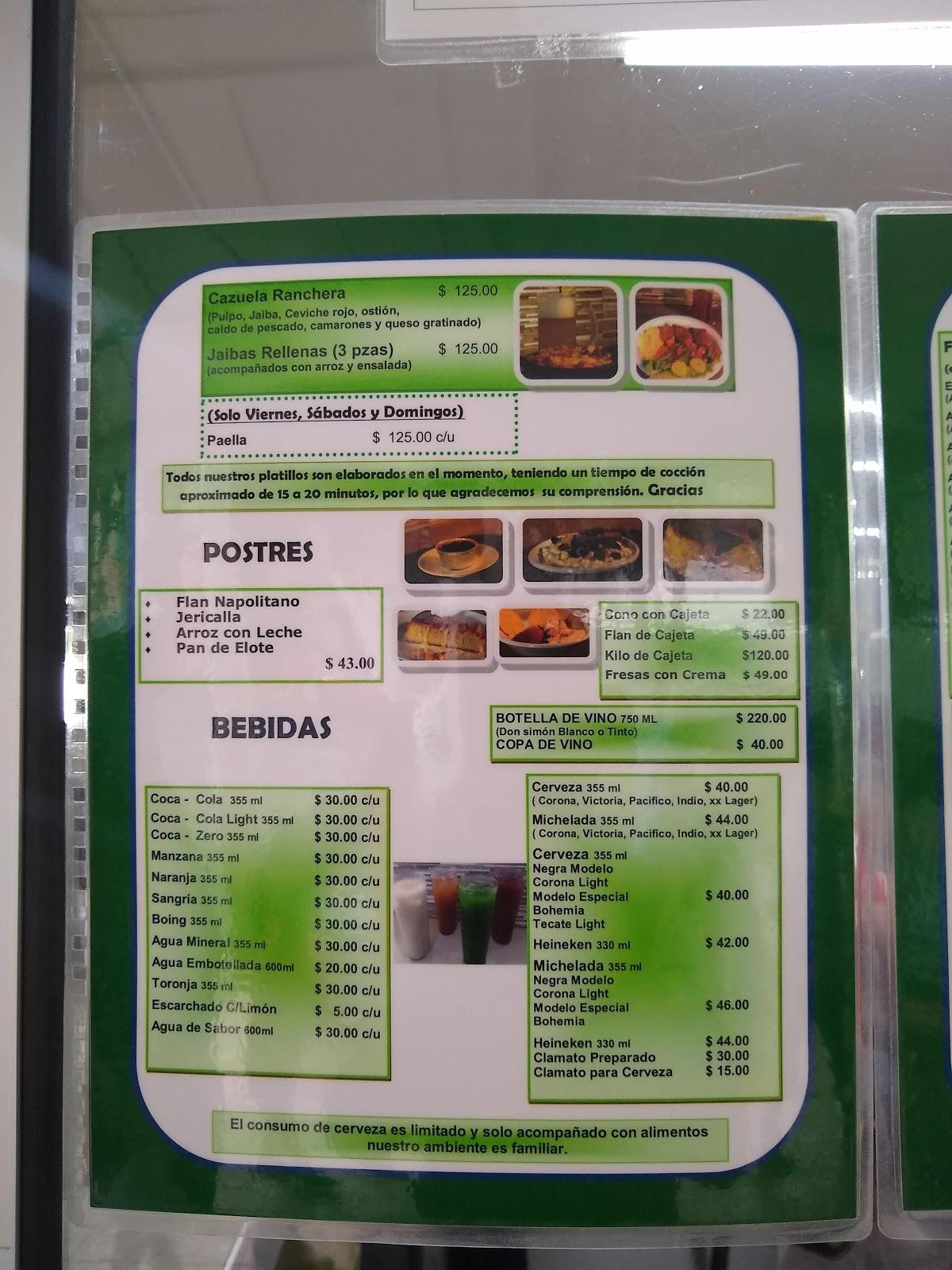Carta del restaurante Mariscos Don Panchito, Ciudad del México ...