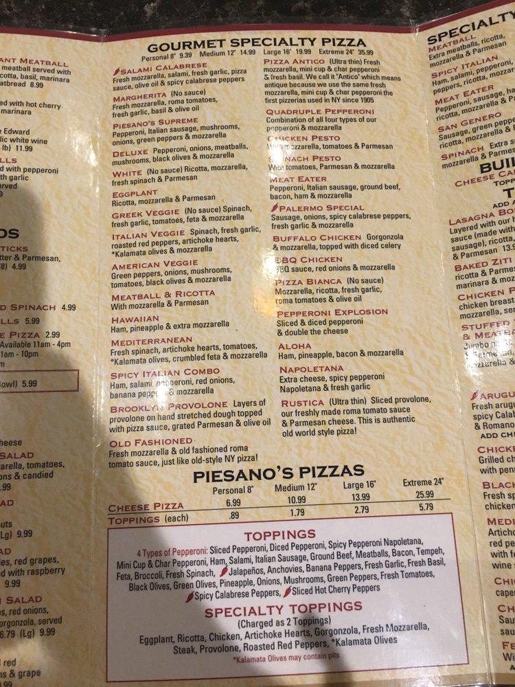 Menu at Piesanos Stone Fired Pizza - 42nd St pizzeria, Ocala, SW 42nd St