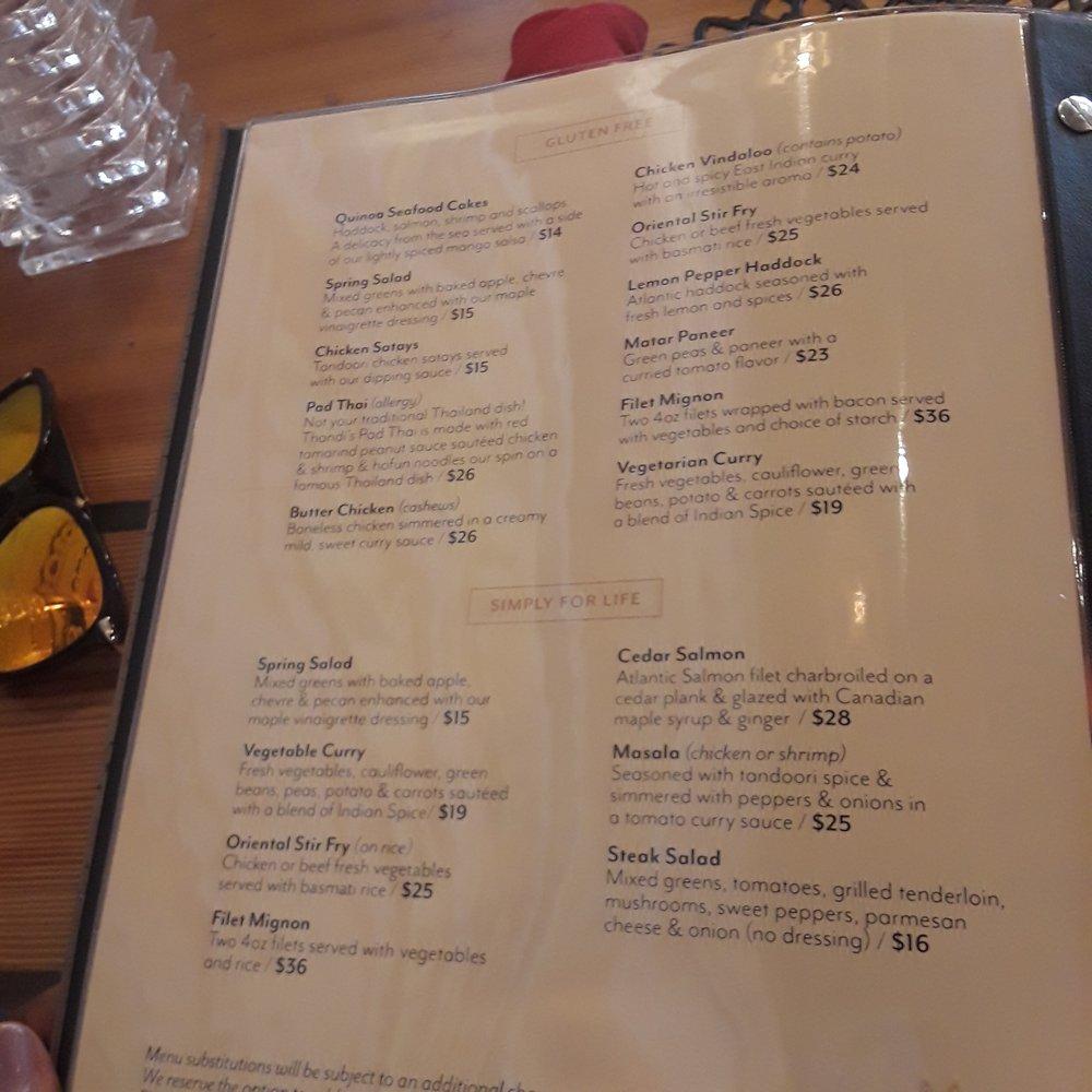 Menu at Thandi restaurant, Saint John