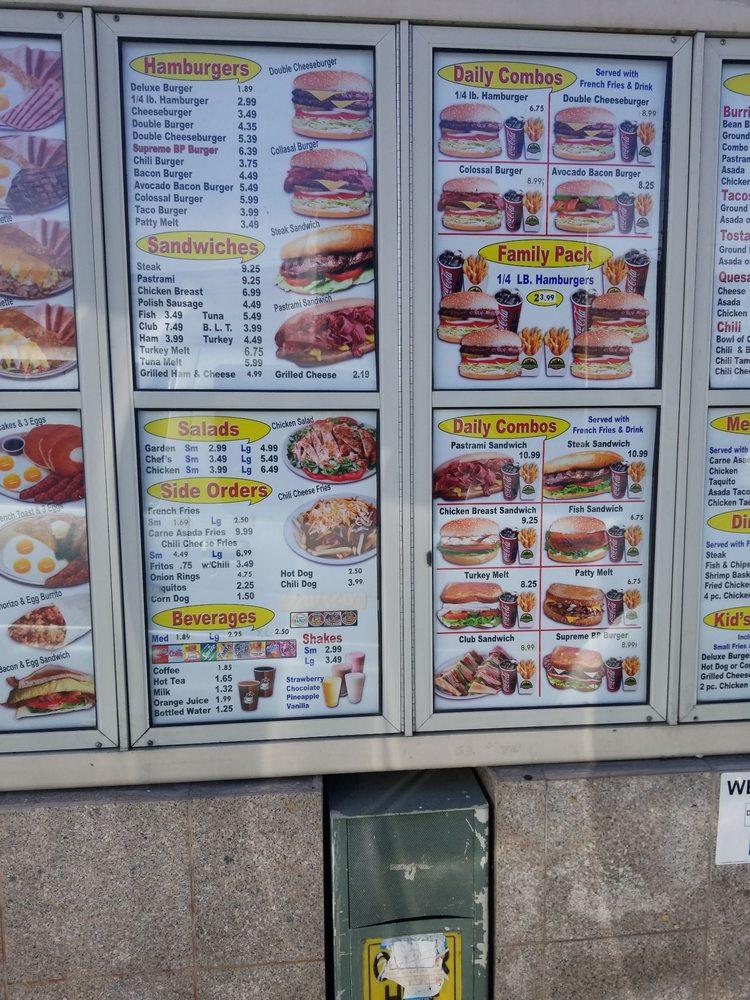 Menu at Burger Palace restaurant, Los Angeles, 100 E Manchester Ave