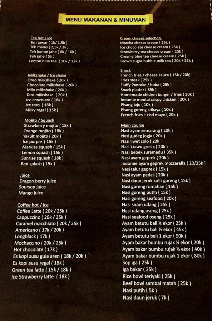 Menu at Bonum Cafe & Resto, Tangerang