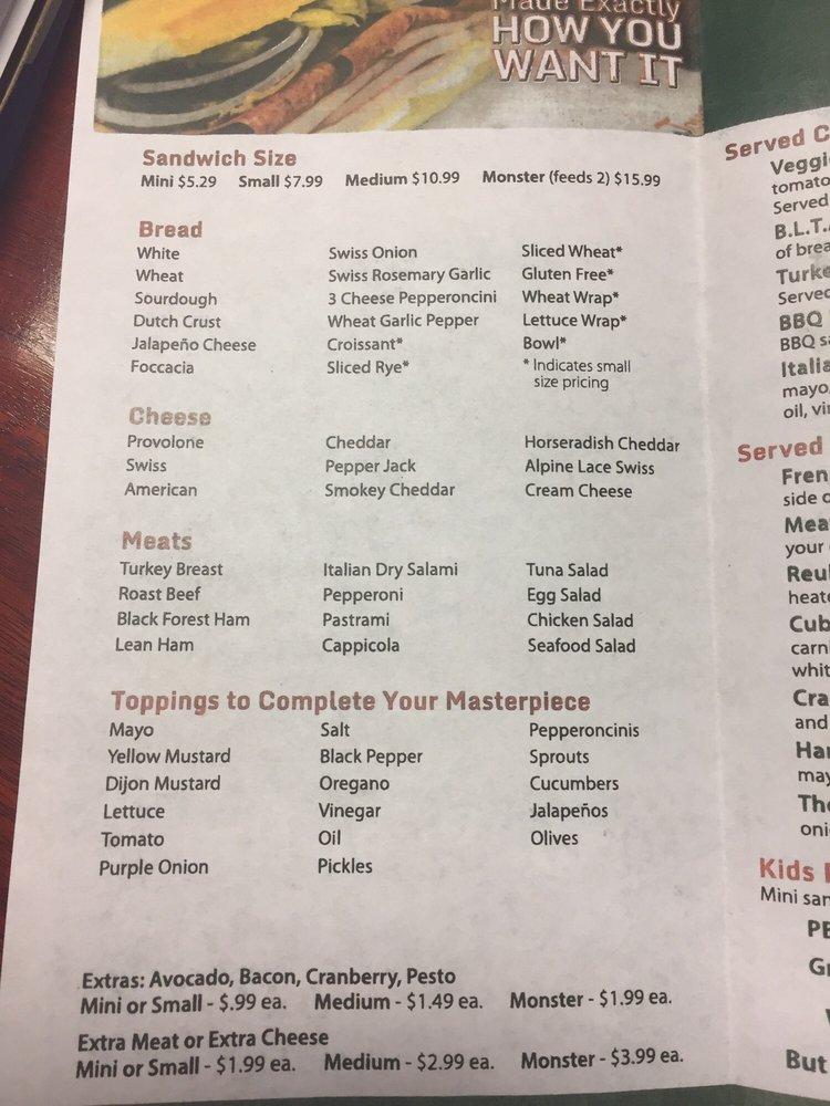 Menu at Deli Towne USA restaurant, Reno