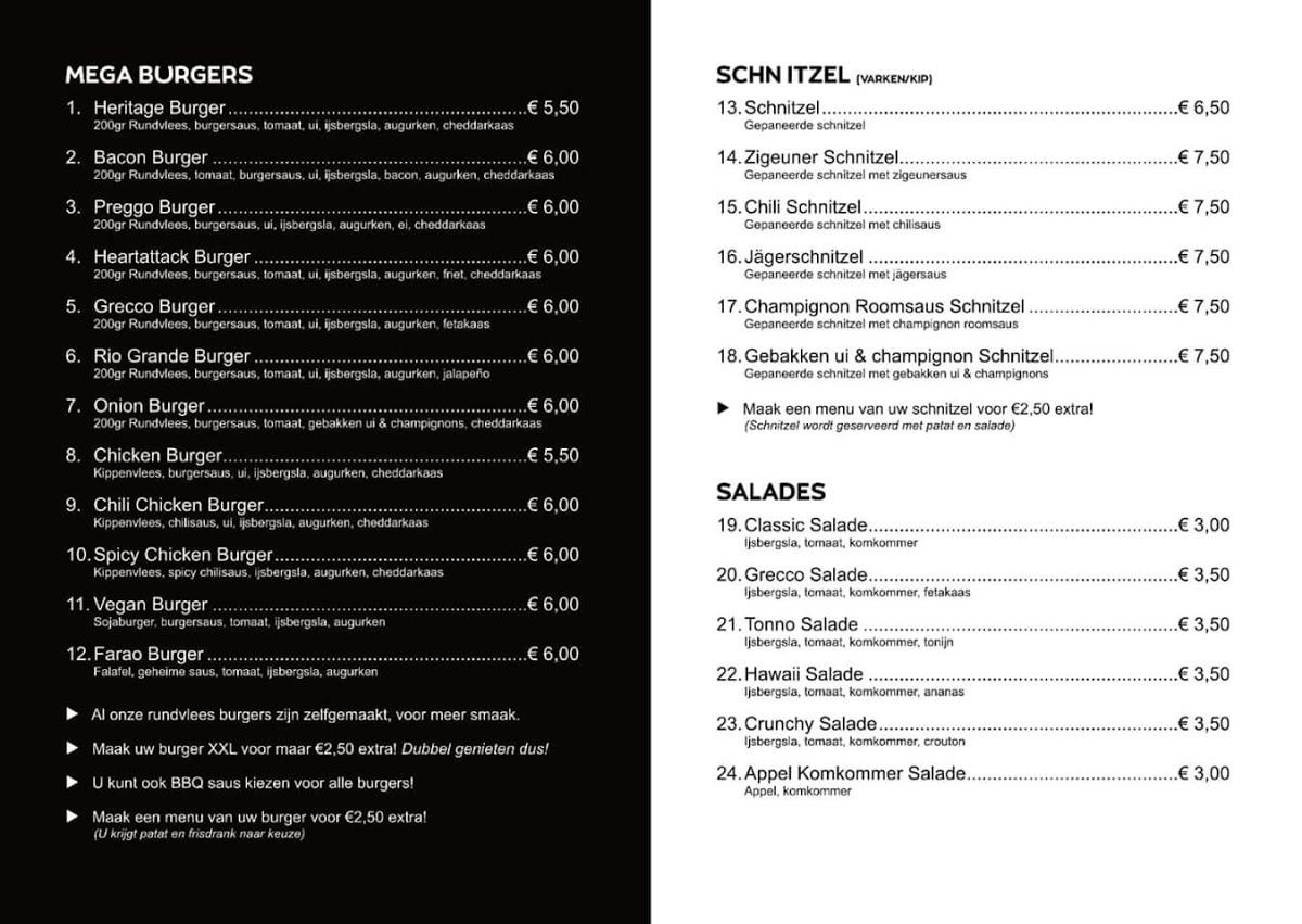 Carta de Eetcafe ZOZO, Eibergen