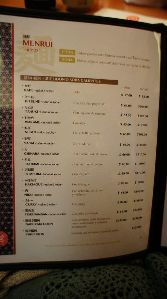 Carta de RESTAURANTE MURAKAMI, Ciudad de México