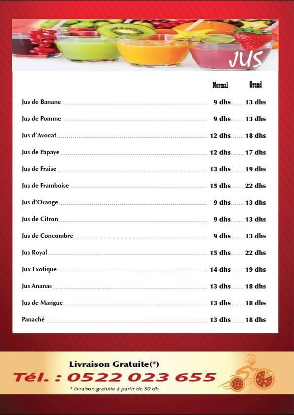Menu at Kebab Marmara restaurant, Casablanca