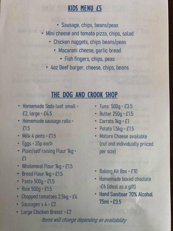 Menu at The Dog & Crook (Public House), Romsey