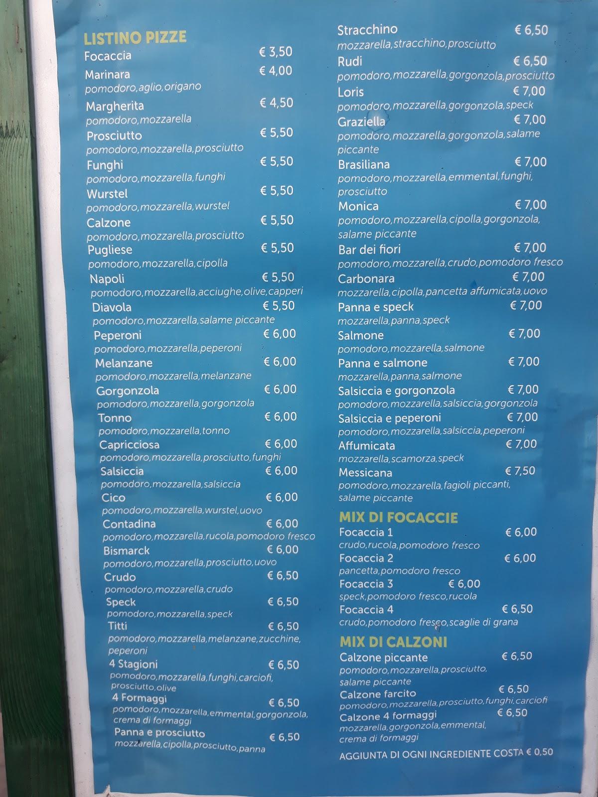 Menu da Finalmente Che Pizza! pizzeria, Sanremo