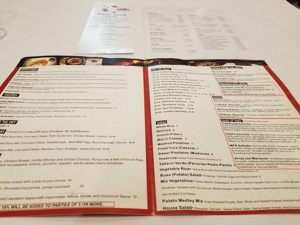 Carta de Martin Fierro Restaurant, Naples, Livingston Rd #11