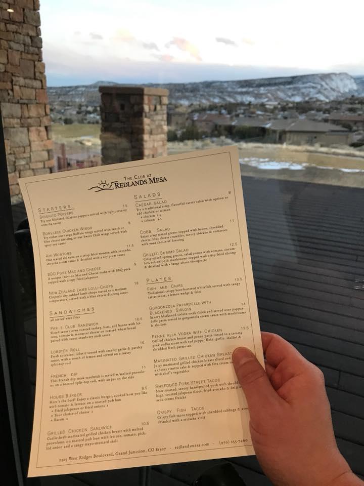 Menu at Ocotillo Restaurant And Bar At Redlands Mesa, Grand Junction